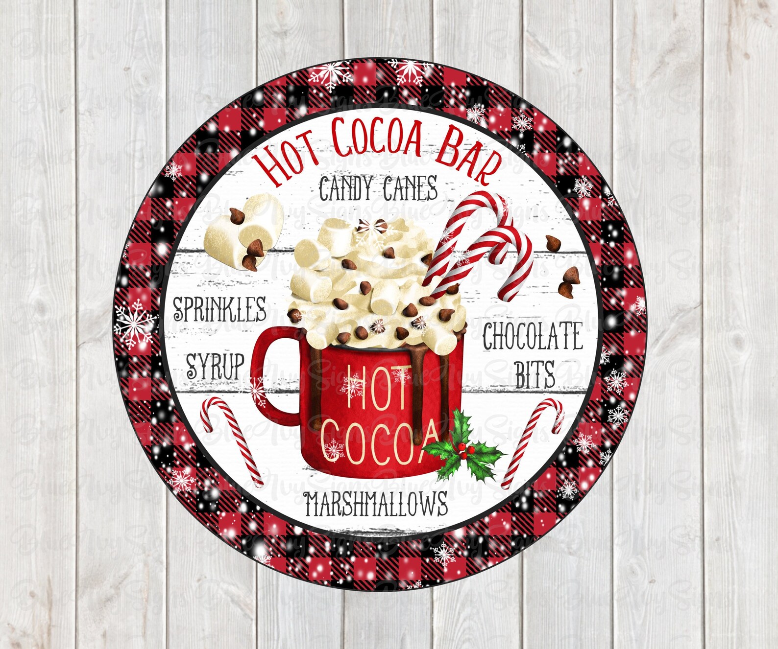 Hot Cocoa Bar, Wreath Accessory, Metal Sign, Christmas Tree Ornament - Etsy