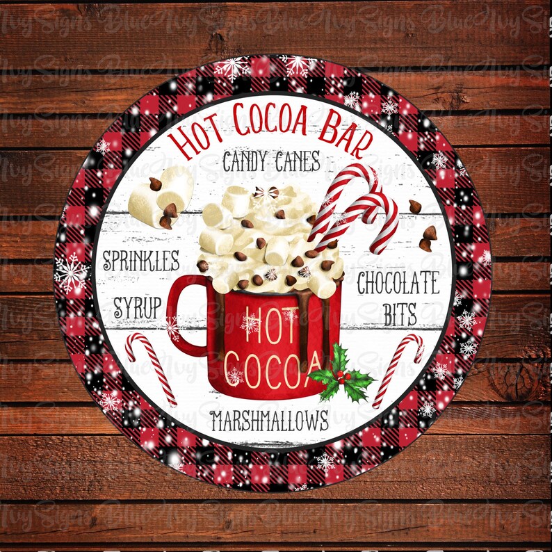 Hot Cocoa Bar, Wreath Accessory, Metal Sign, Christmas Tree Ornament - Etsy