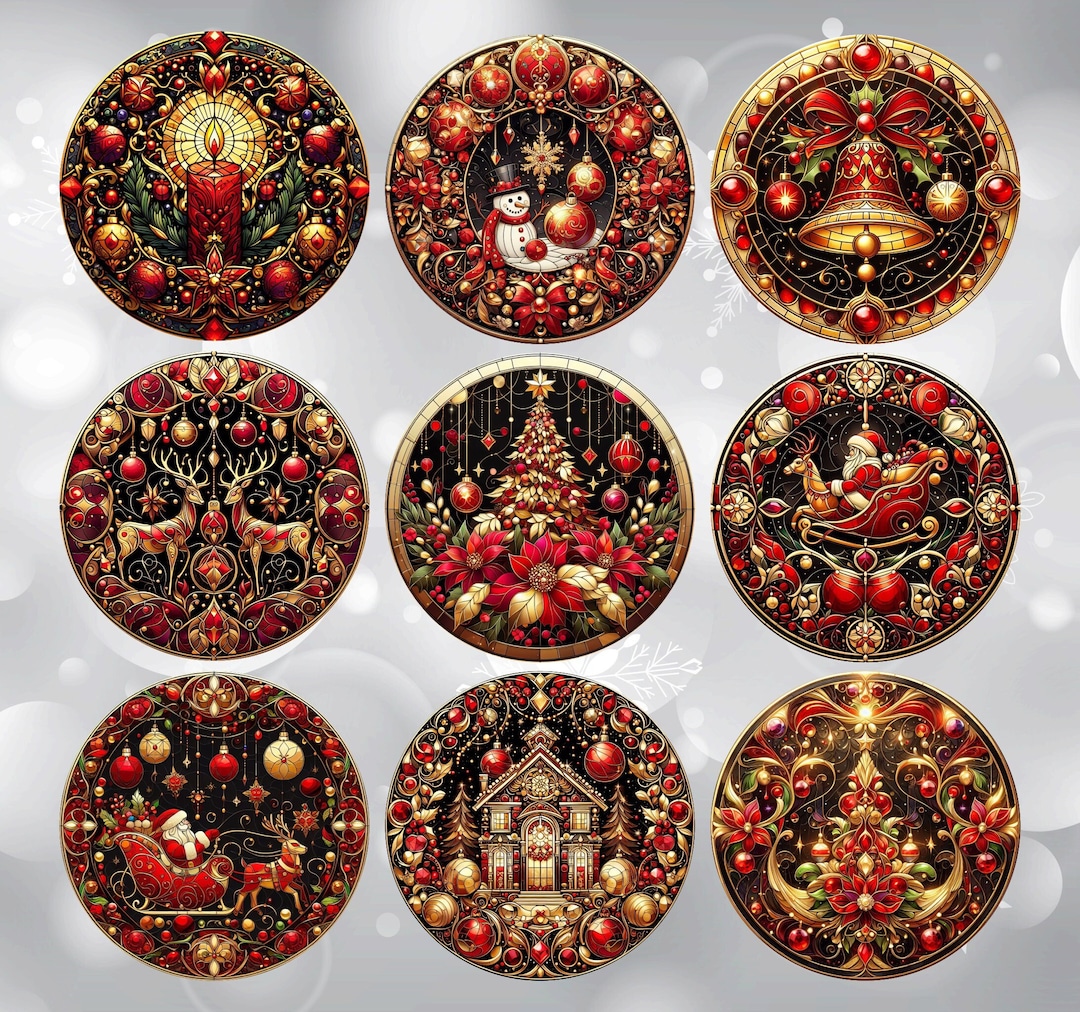 9 Elegant Gold and Red 3" Christmas Ornament Set Bundle - Etsy