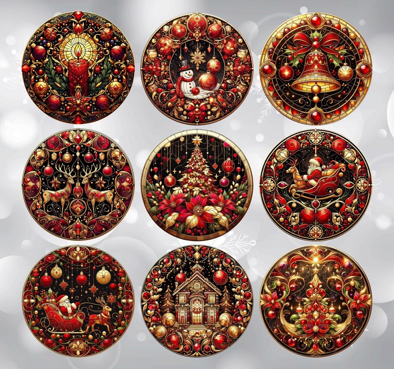 9 Elegant Gold and Red 3" Christmas Ornament Set Bundle - Etsy