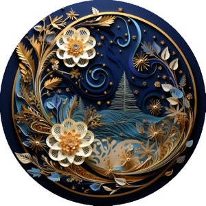 Elegant Gold & Blue Christmas Ornament Set of 9 - Metal - Etsy