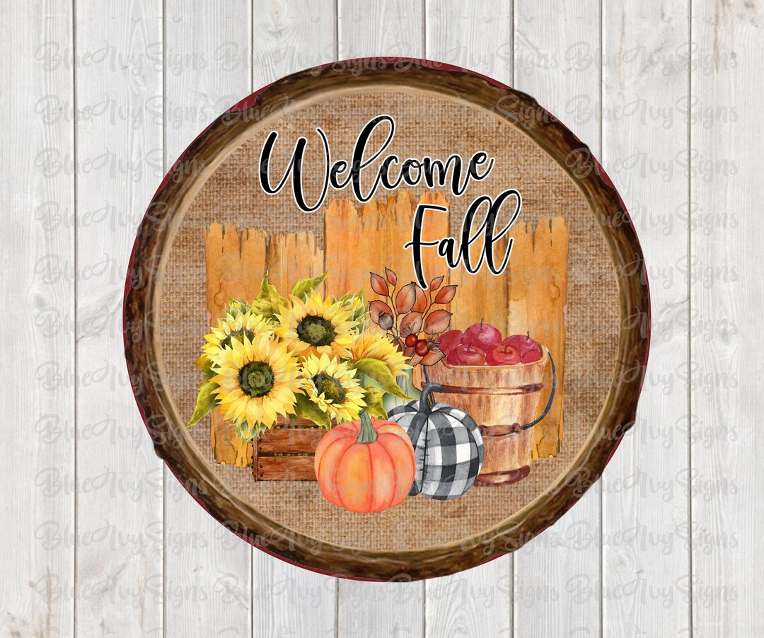 Welcome Fall Sign Wreath Accessory Metal Sign - Etsy