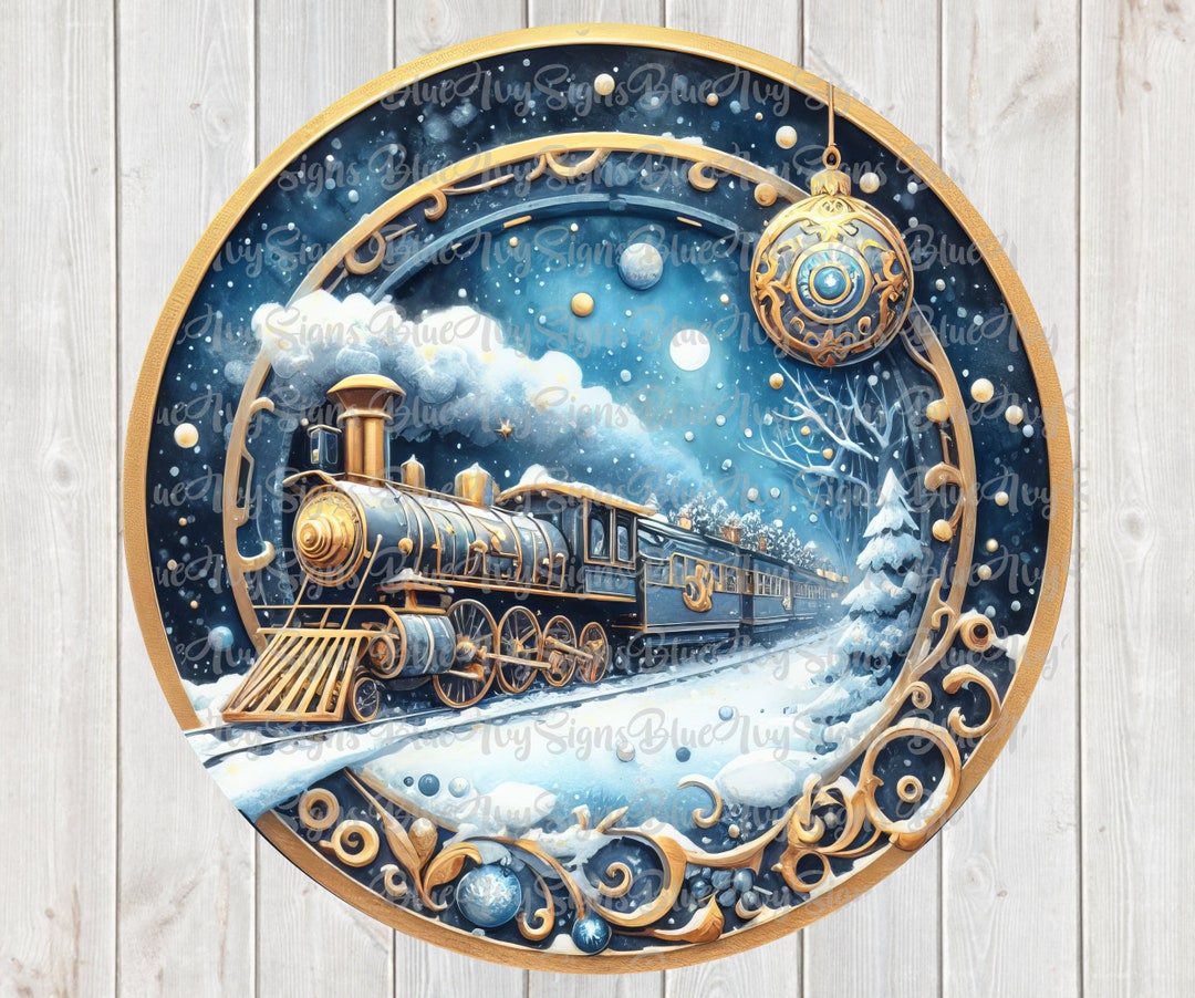 Train Merry Christmas Sign, Wreath Accessory, Metal Sign, Christmas ...