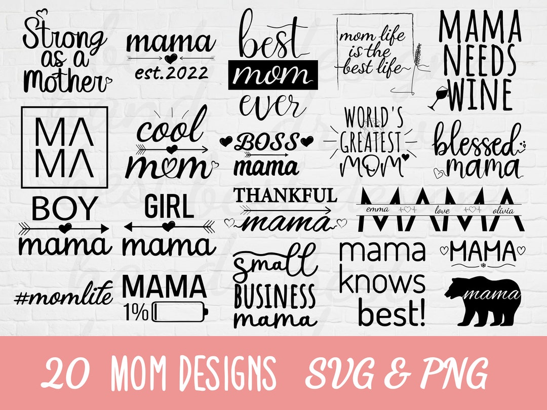 Mom Svg Bundle Mama SVG and PNG Hand Drawn Cut Files Hand - Etsy