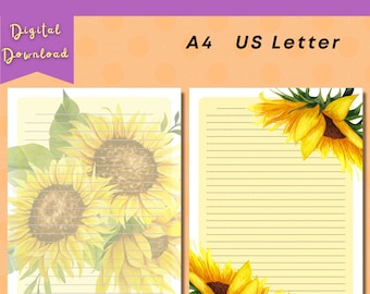 Letter Writing Sunflower Vase Printable Stationery Digital Download - Etsy