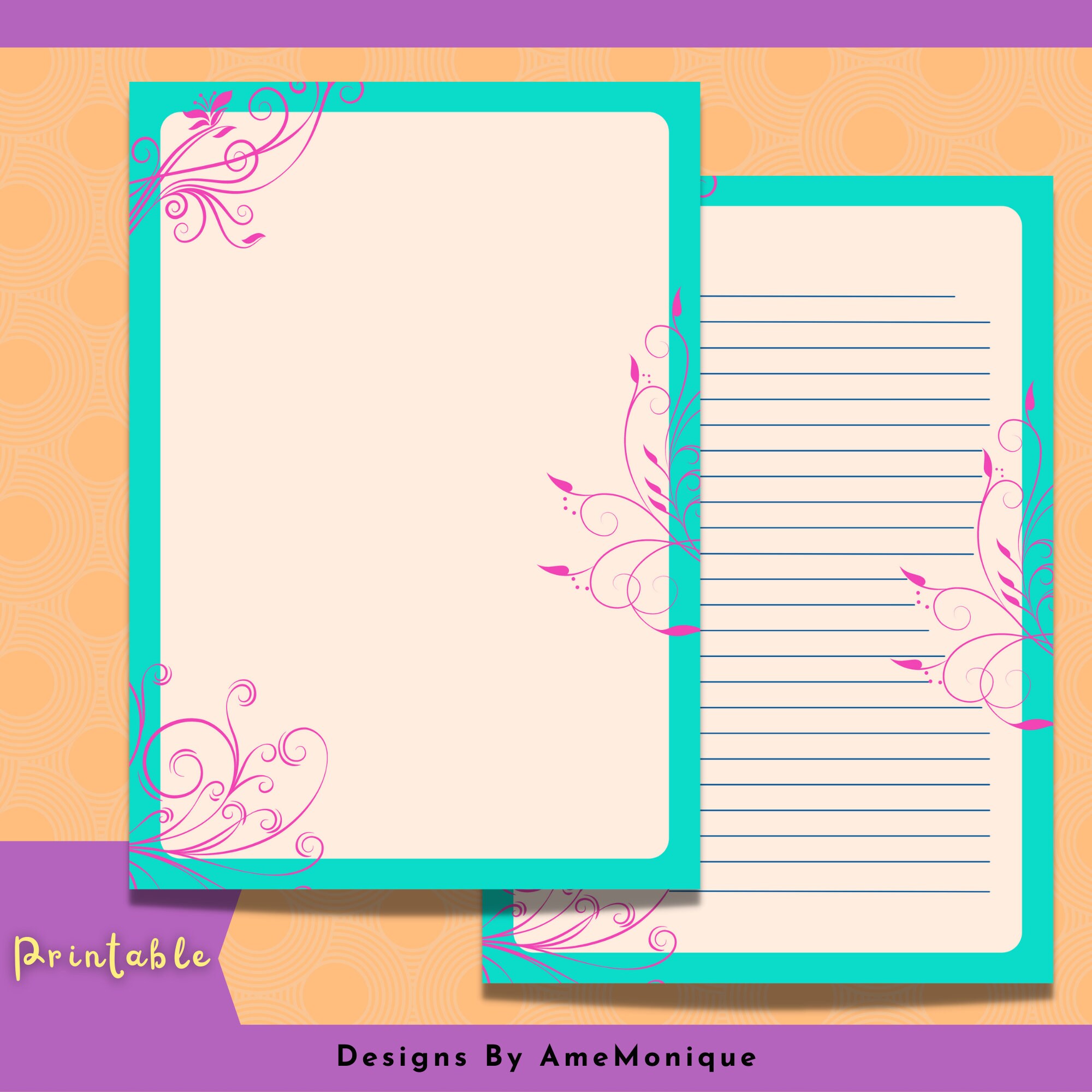 Swirl Into Spring Printable Stationery Set, Spring Time, A4 US Letter ...