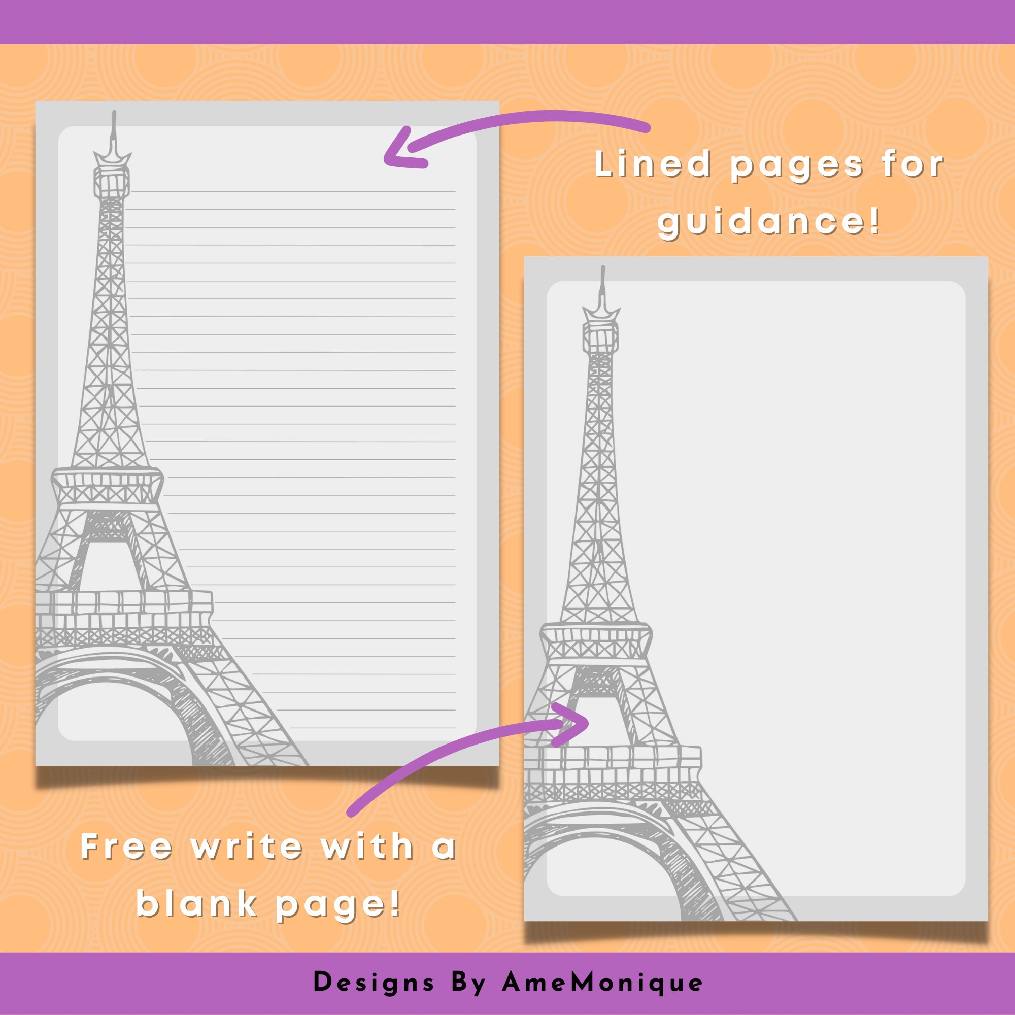 Paris Stationery, Eiffel Tower Printable Stationery, A4 US Letter, PDF ...