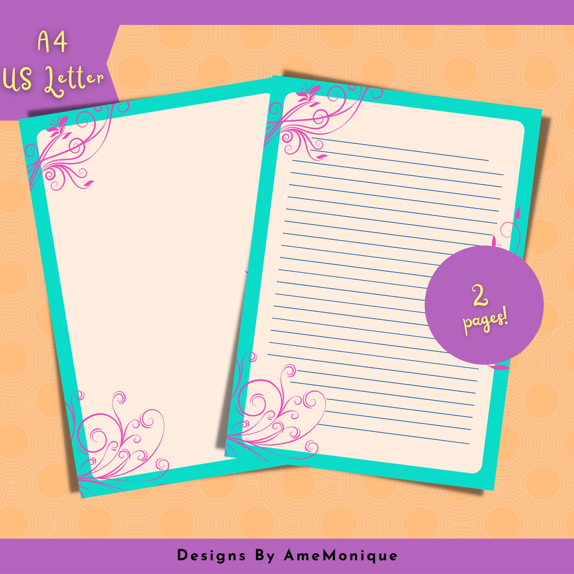 Swirl Into Spring Printable Stationery Set, Spring Time, A4 US Letter ...