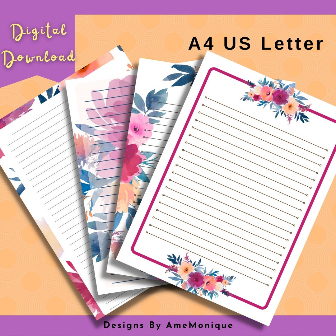 Botanical Stationery, Printable Writing Paper, to Do List, A4 US Letter ...