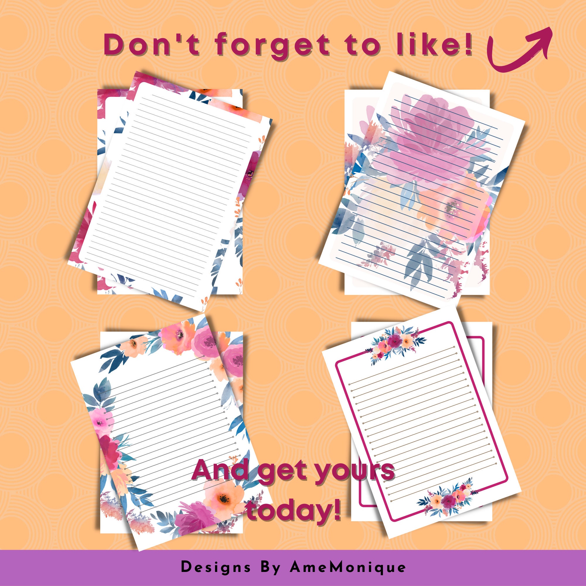 Botanical Stationery, Printable Writing Paper, to Do List, A4 US Letter ...