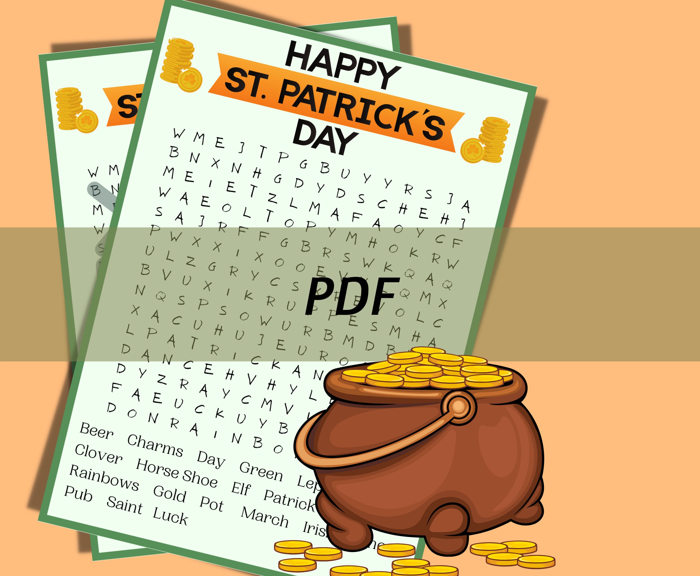 Printable St. Patrick’s Day Word Search Puzzle, Digital Game Set, A4 US ...