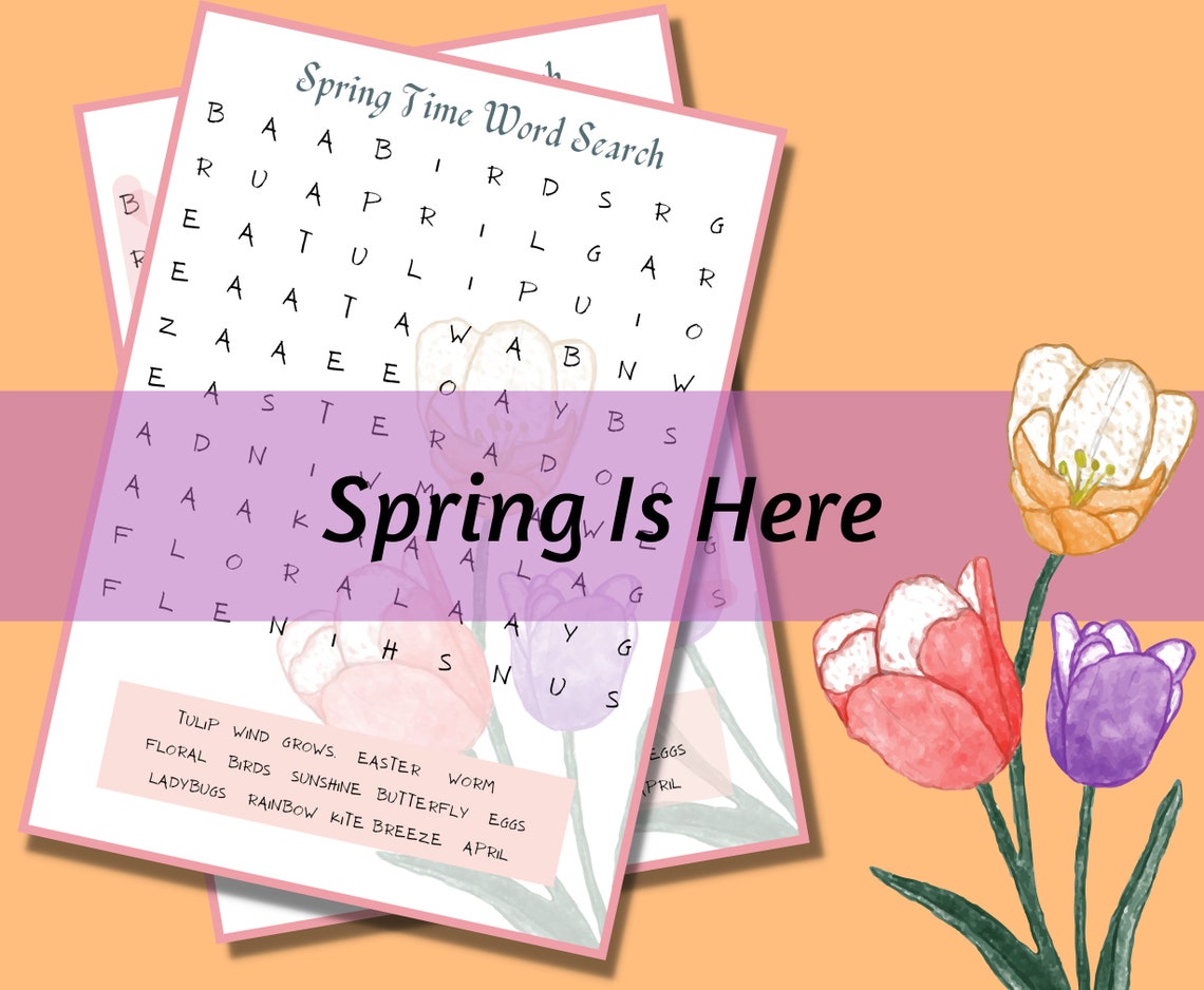 Spring Time Word Search Puzzle, Printable Game Set, A4 US Letter, PDF ...