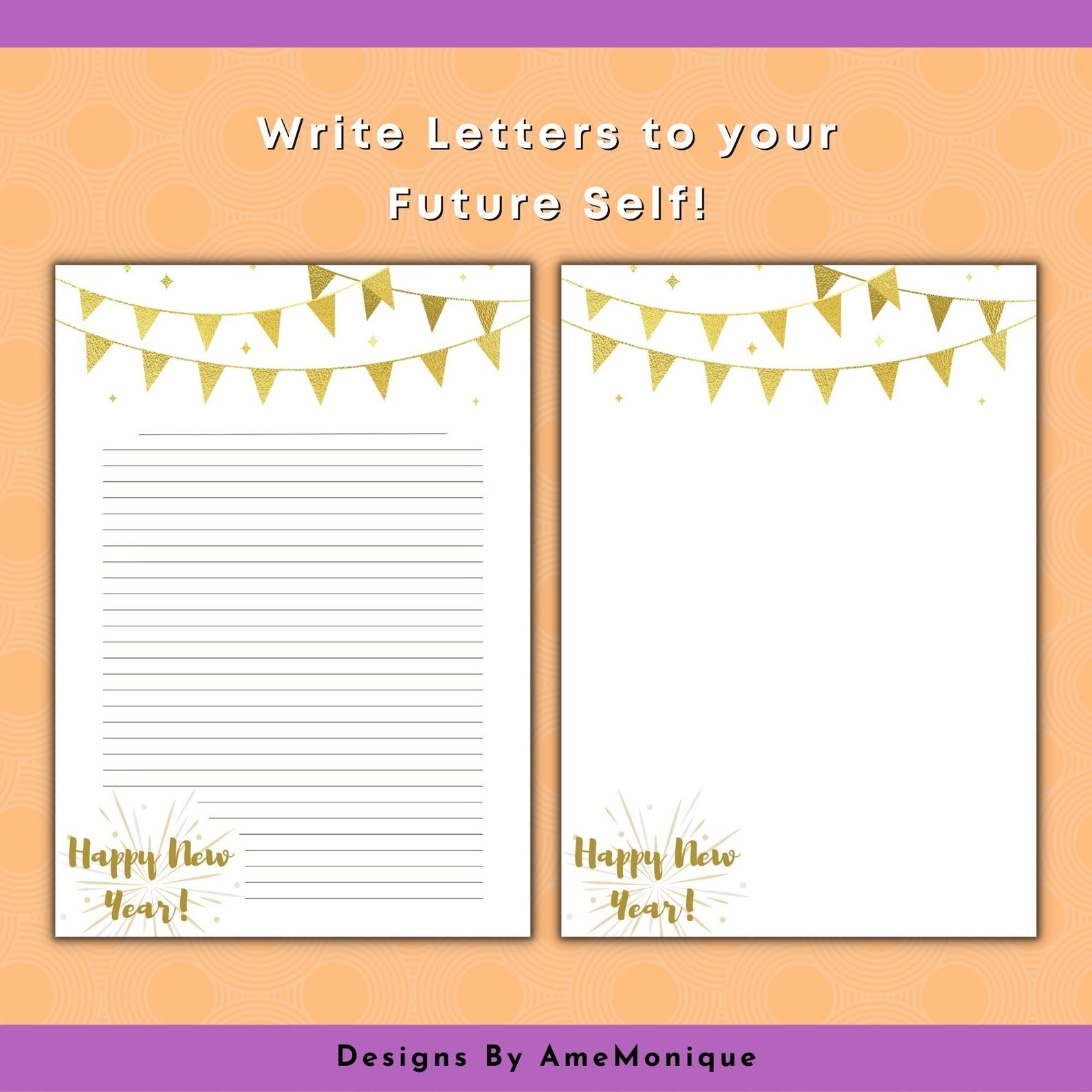 Printable Gold and Yellow New Year’s Stationery Set New Year ...