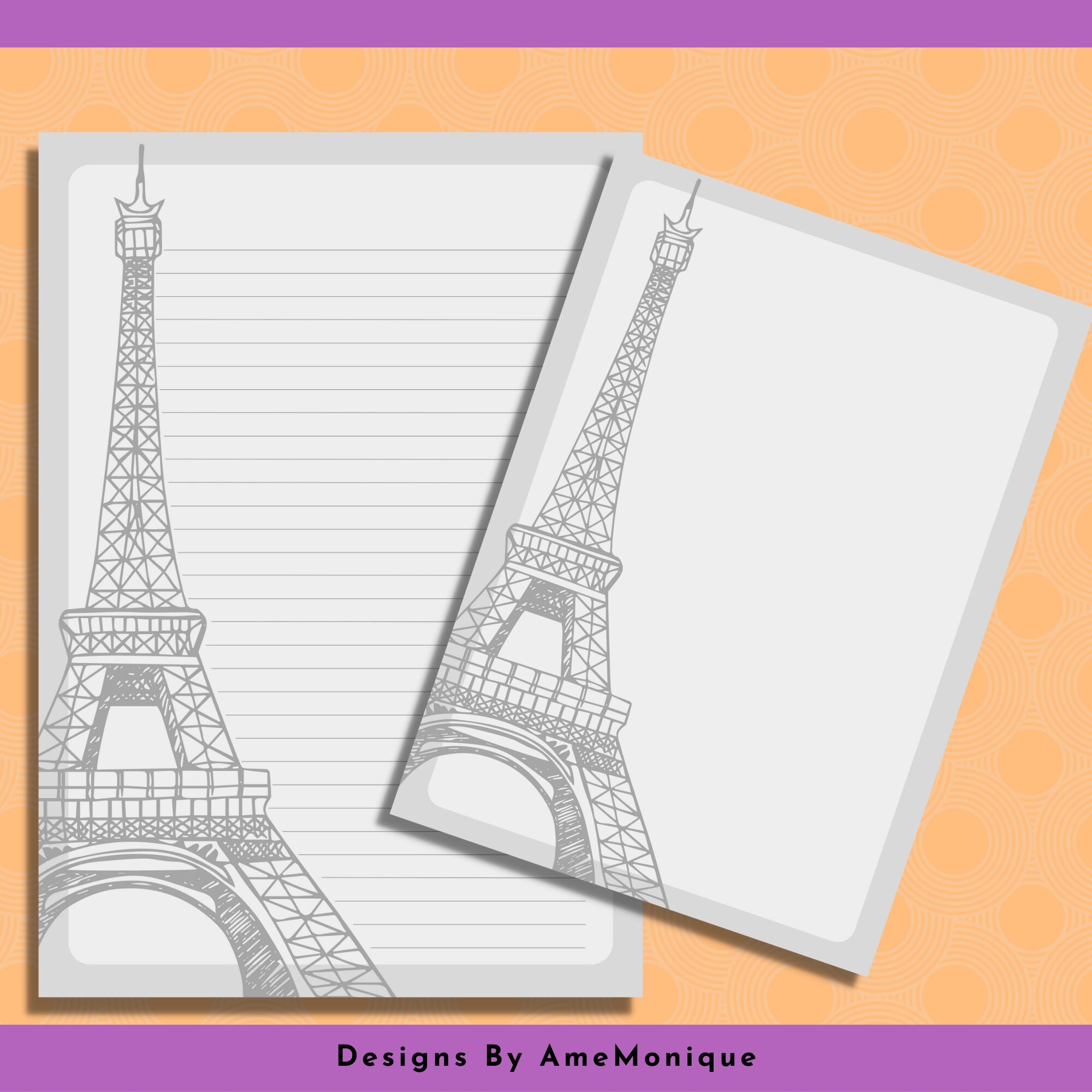 Paris Stationery, Eiffel Tower Printable Stationery, A4 US Letter, PDF ...