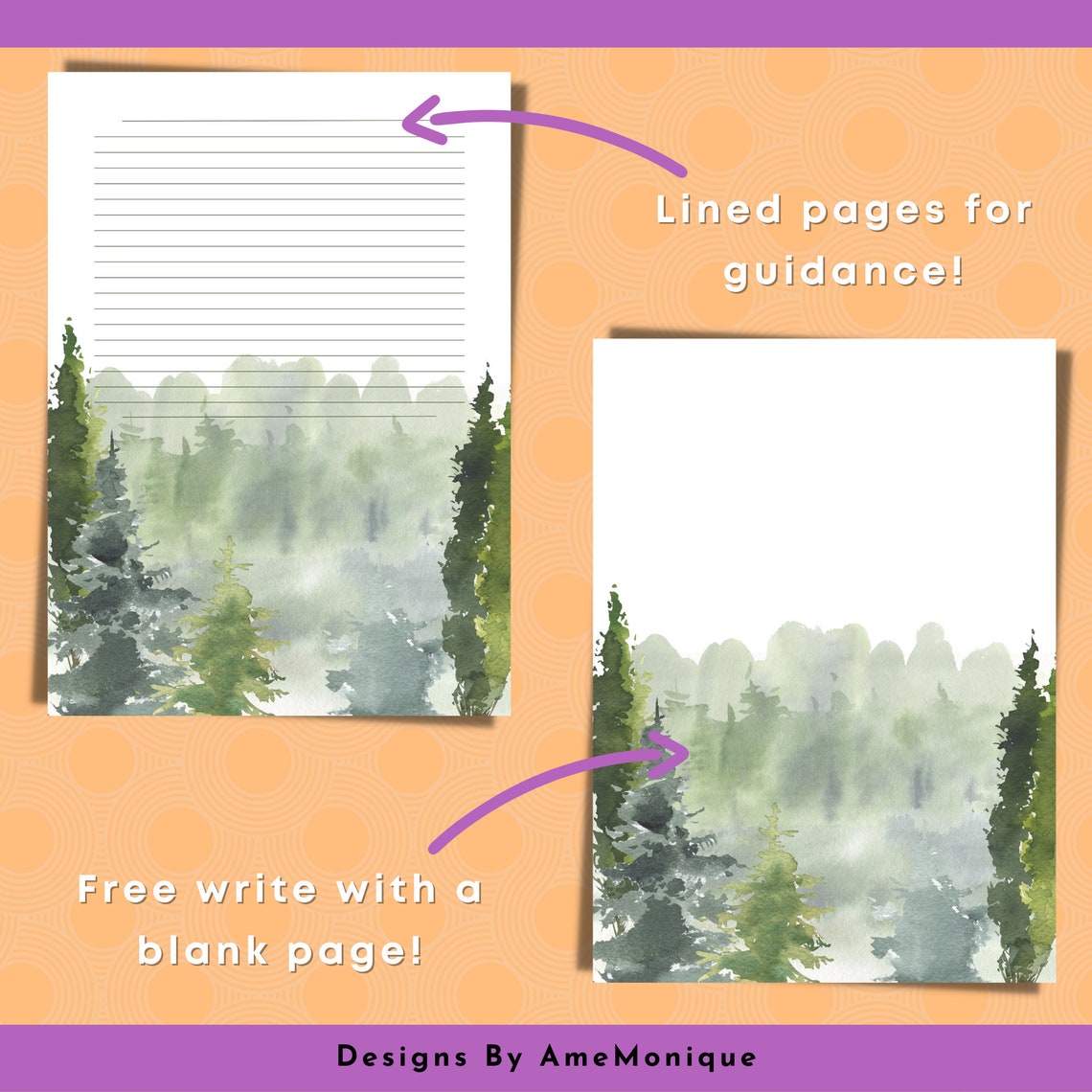 Printable Green Forest Landscape Stationery | Letter Writing Set | A4 ...