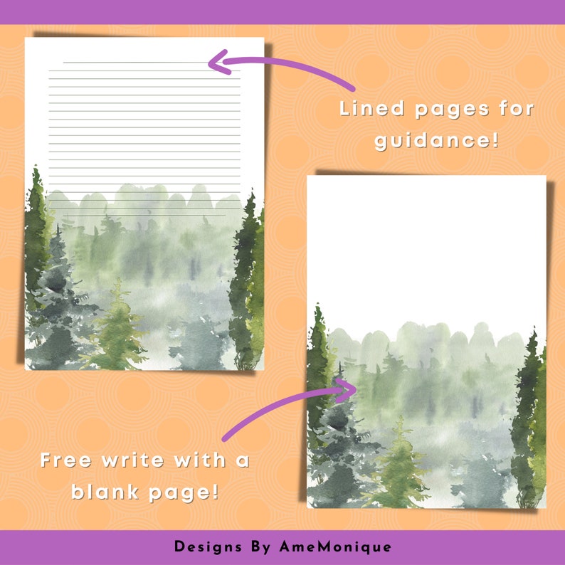 Printable Green Forest Landscape Stationery | Letter Writing Set | A4 ...