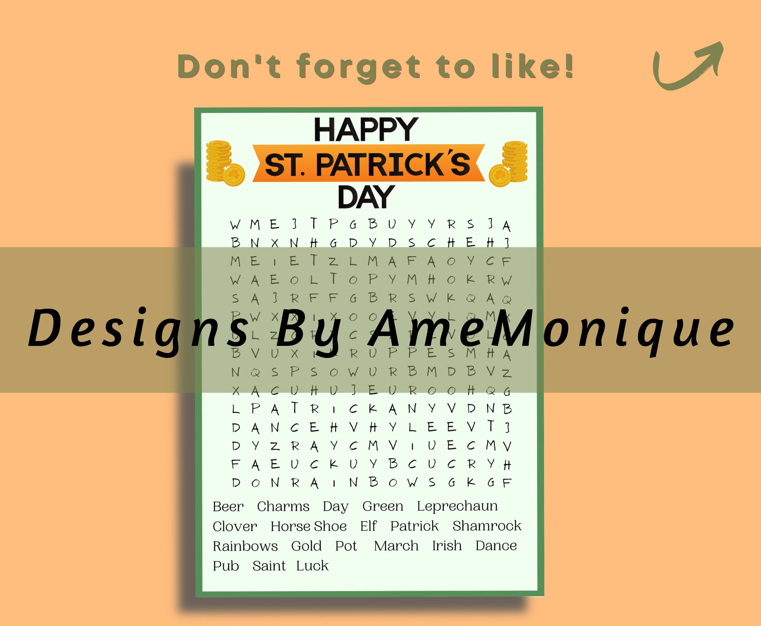 Printable St. Patricks Day Word Search Puzzle Digital Game - Etsy