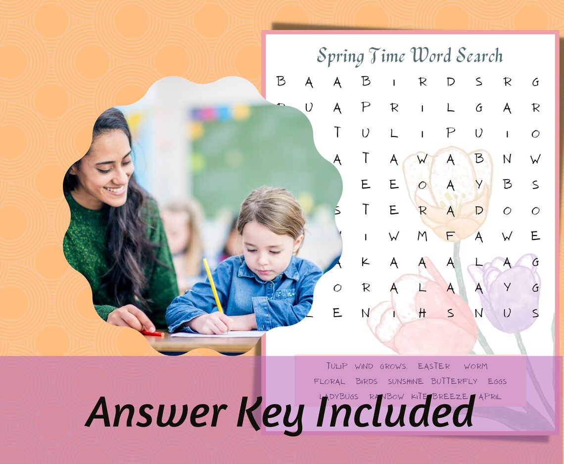 Spring Time Word Search Puzzle, Printable Game Set, A4 US Letter, PDF ...