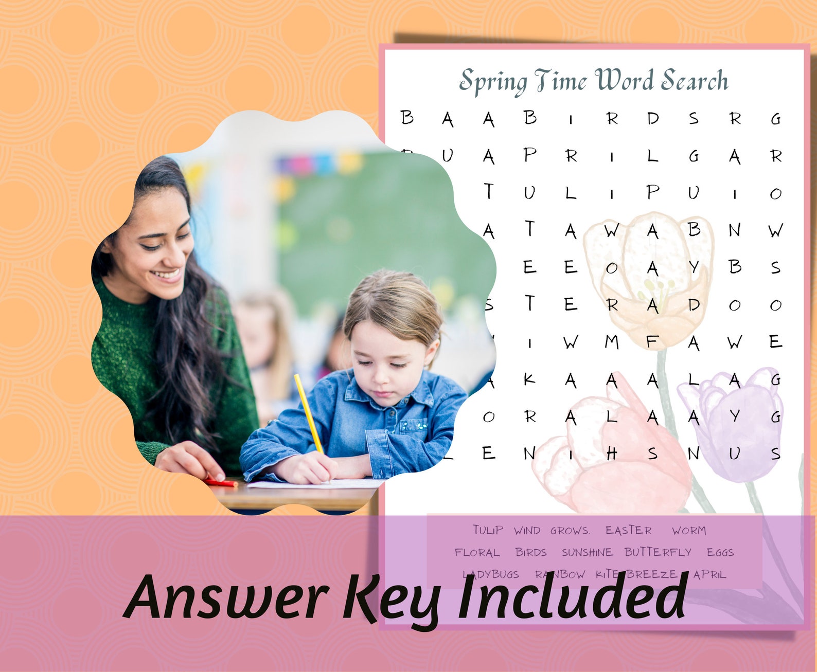 Spring Time Word Search Puzzle, Printable Game Set, A4 US Letter, PDF ...
