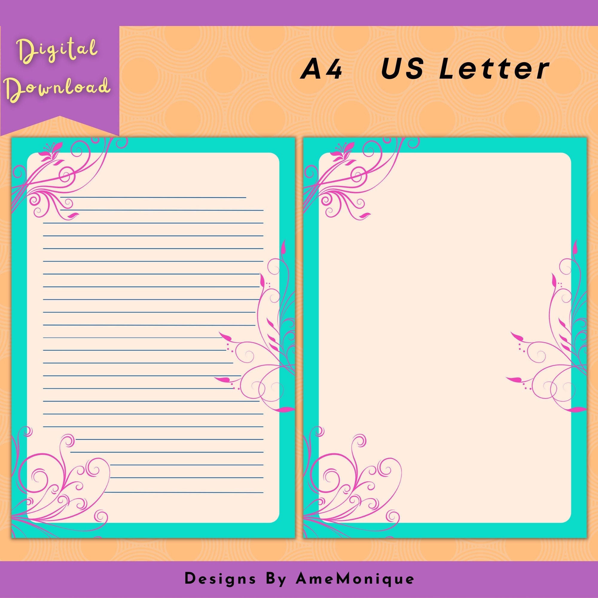 Swirl Into Spring Printable Stationery Set, Spring Time, A4 US Letter ...