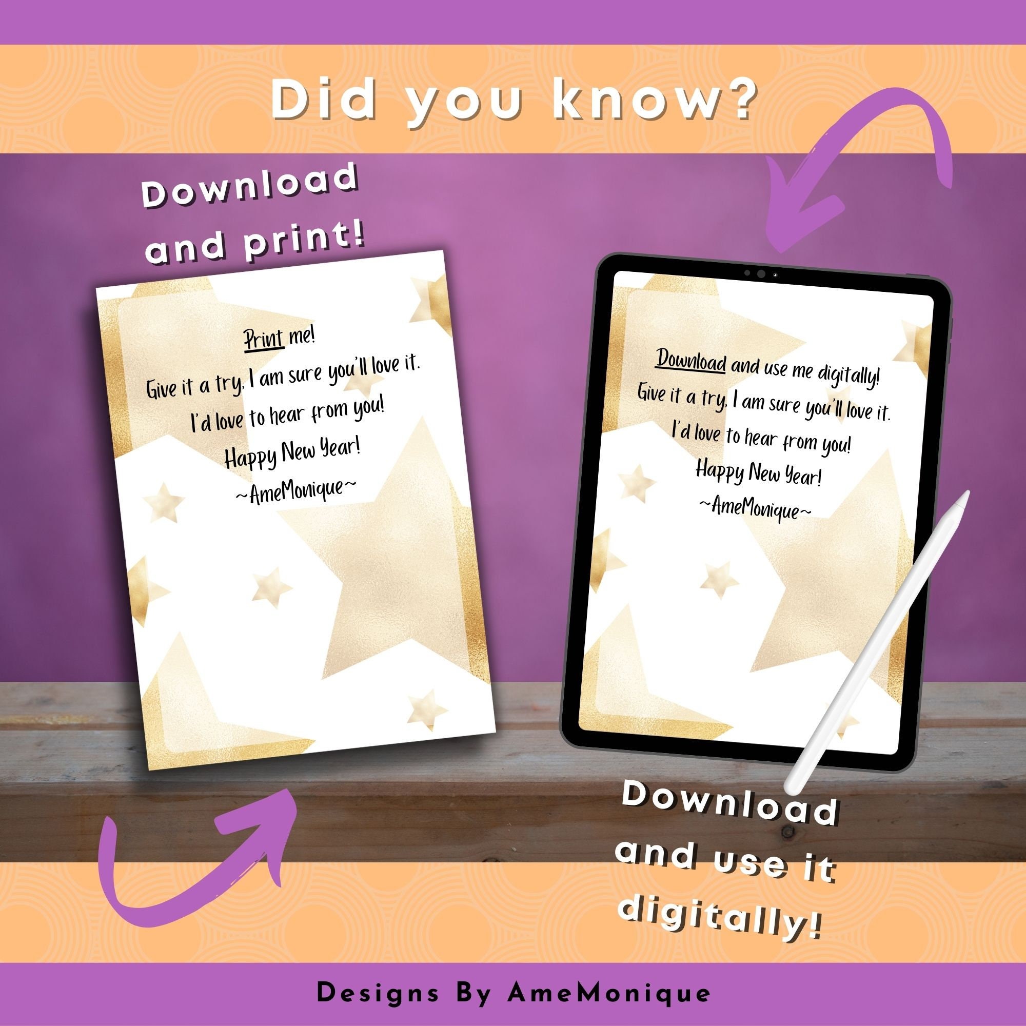 Printable Gold and Yellow New Year’s Stationery Set New Year ...