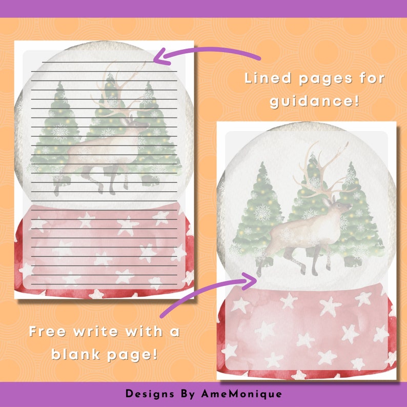 Winter Holiday Printable Stationery, Christmas Tree, Snow Globe ...