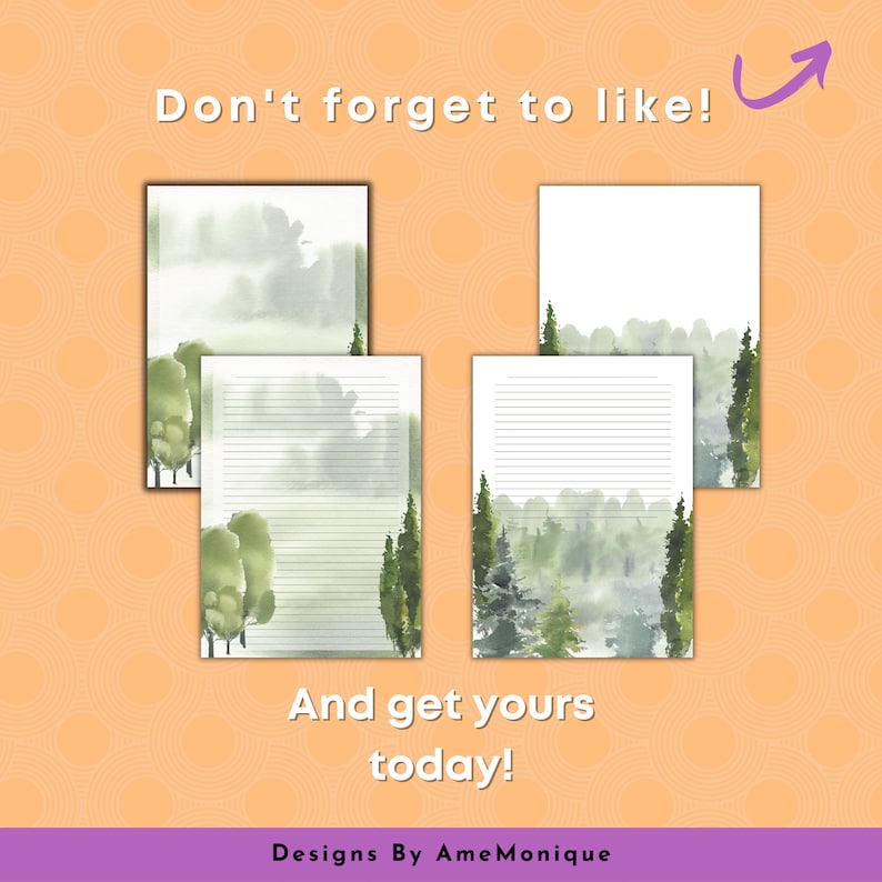 Printable Green Forest Landscape Stationery | Letter Writing Set | A4 ...