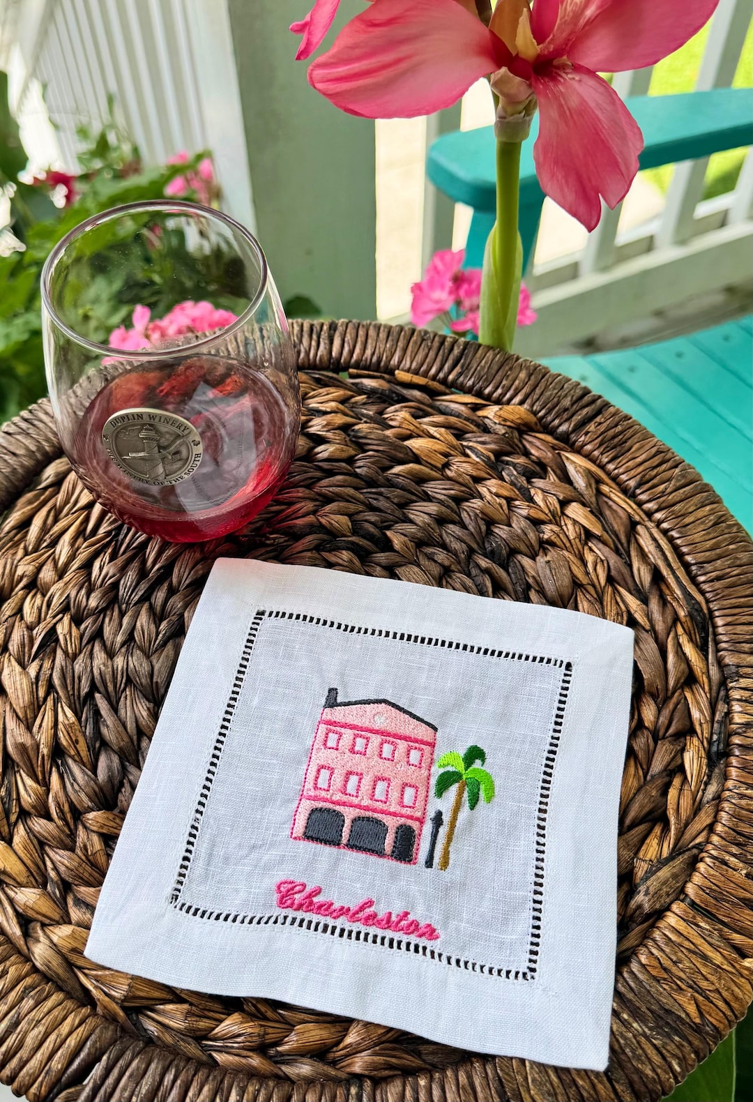 Rainbow Row Charleston Linen Cocktail Napkins, Personalized - Etsy
