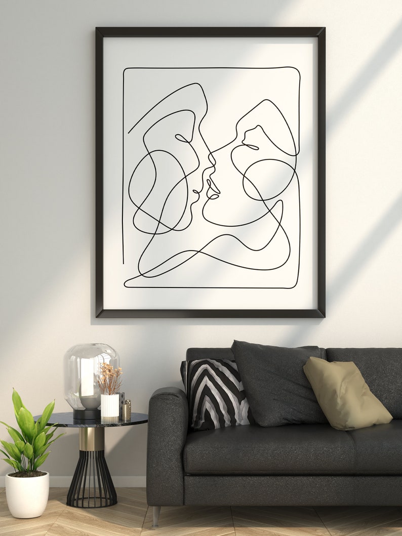 Relationship One Line Art, Kissing Couple One Line, Couple Minimalist ...