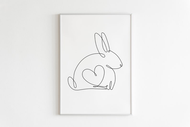 Bunny Love One Line Art, Rabbit One Line, Bunny Line Art, Bunny ...