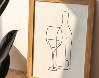 Wine Glass Line Art - Etsy