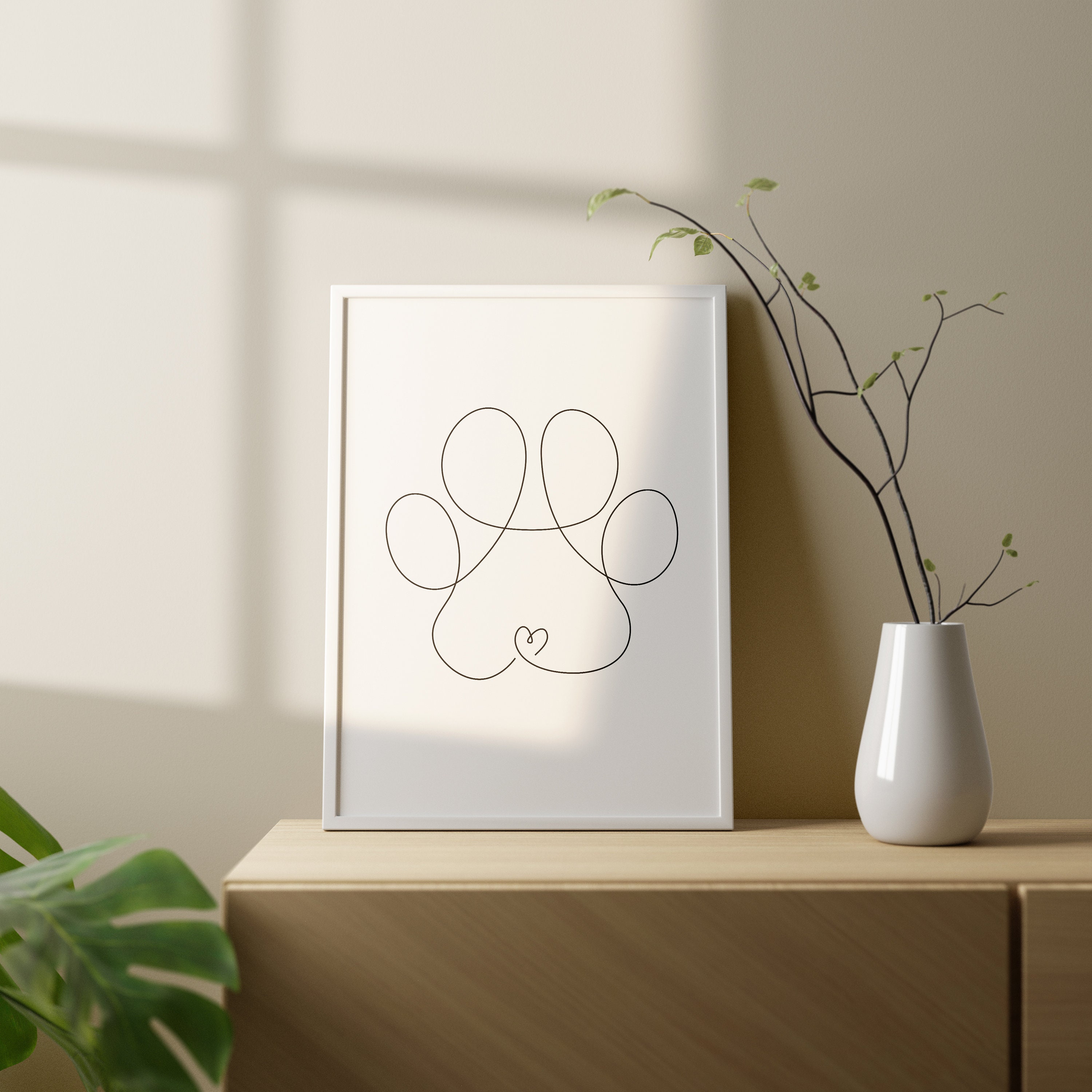 Paw Love One Line Art, Paw Line Art, Paw Minimalist Print, Paw One Line ...