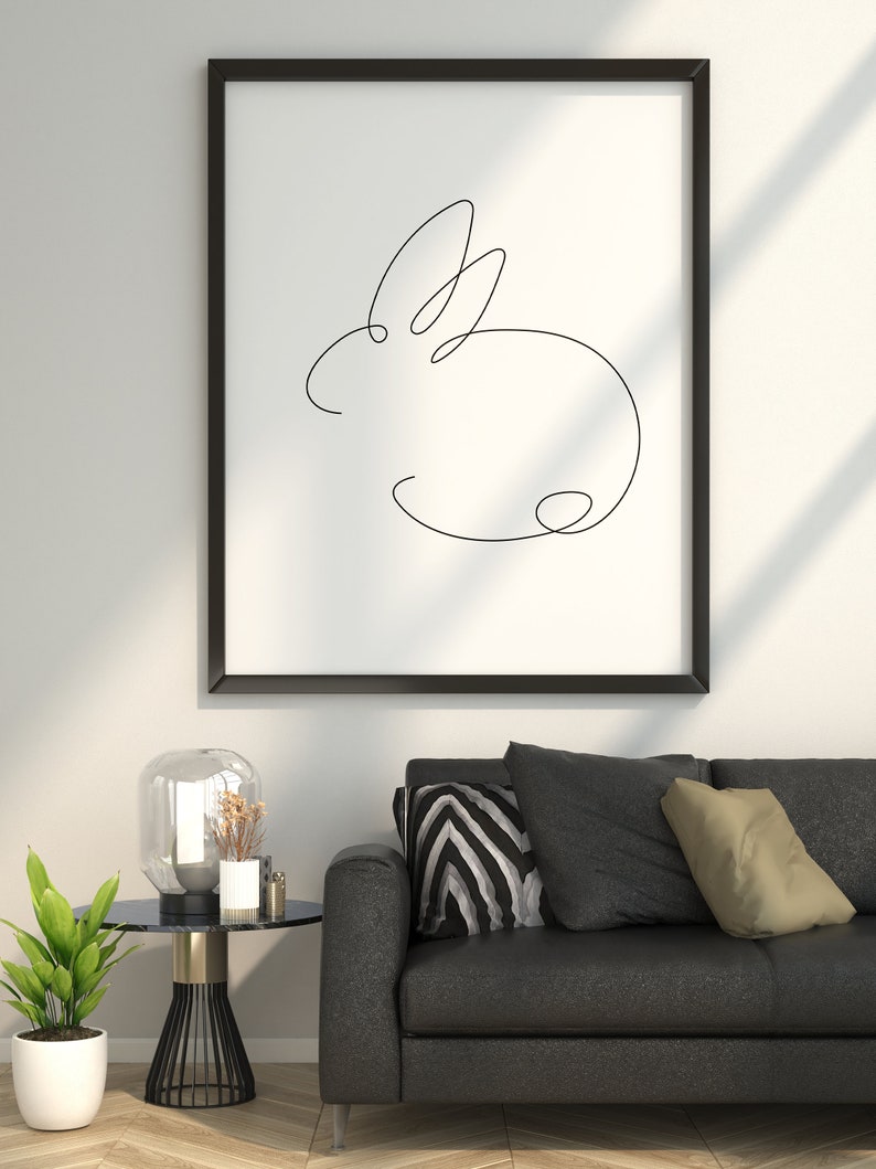 Bunny One Line Art, Rabbit One Line, Bunny Line Art, Bunny Minimalist ...