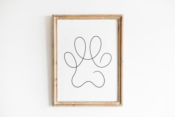 Paw One Line Art Paw Line Art Paw Minimalist Print Paw One | Etsy