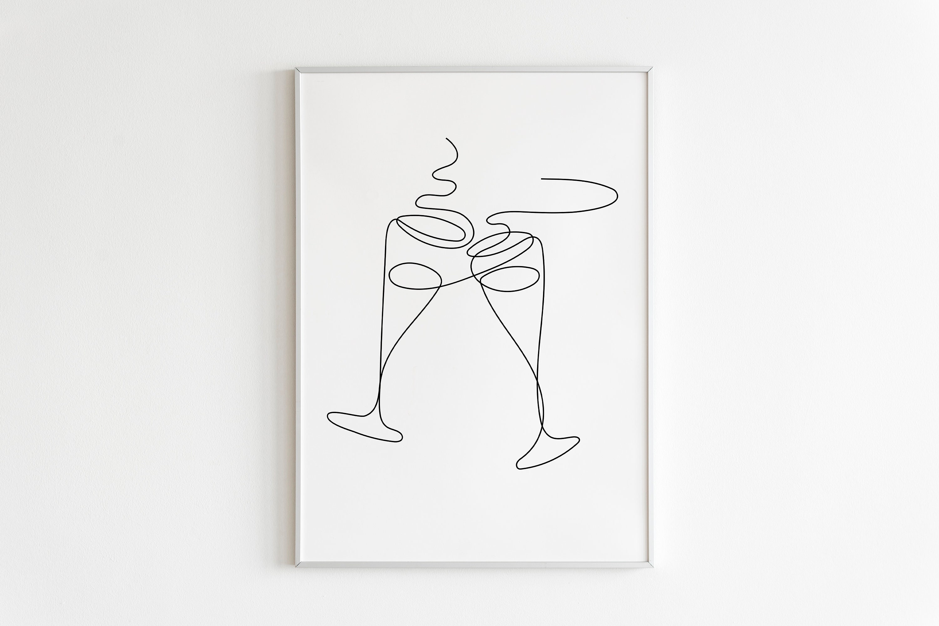 Champagne One Line Art, Champagne Line Art, Champagne Line Print ...