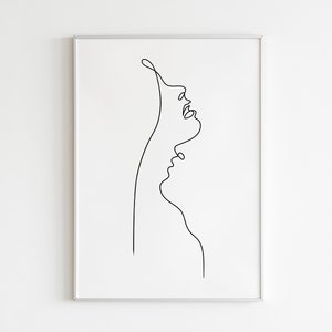 Couple One Line Art, Line Art Couple, Face Line Art, Couple Print ...