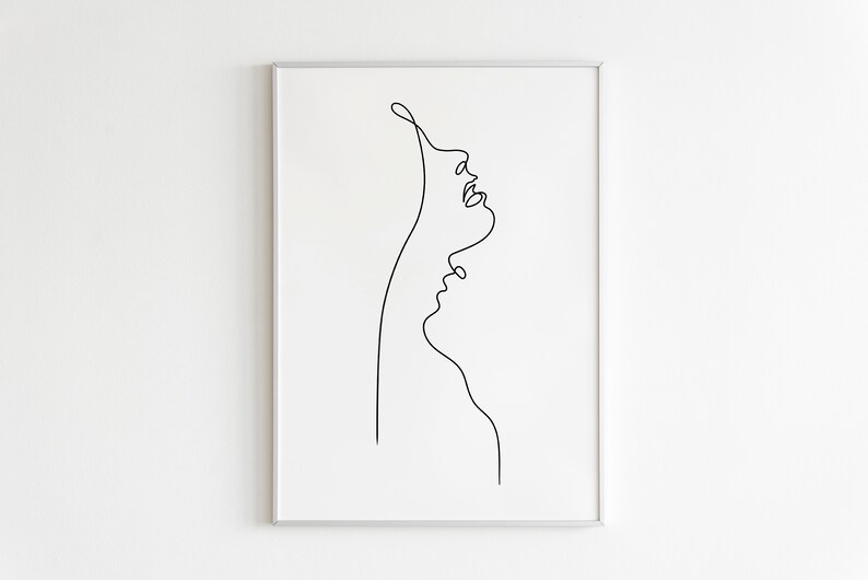 Couple One Line Art, Line Art Couple, Face Line Art, Couple Print ...