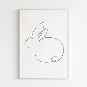 Bunny One Line Art, Rabbit One Line, Bunny Line Art, Bunny Minimalist ...