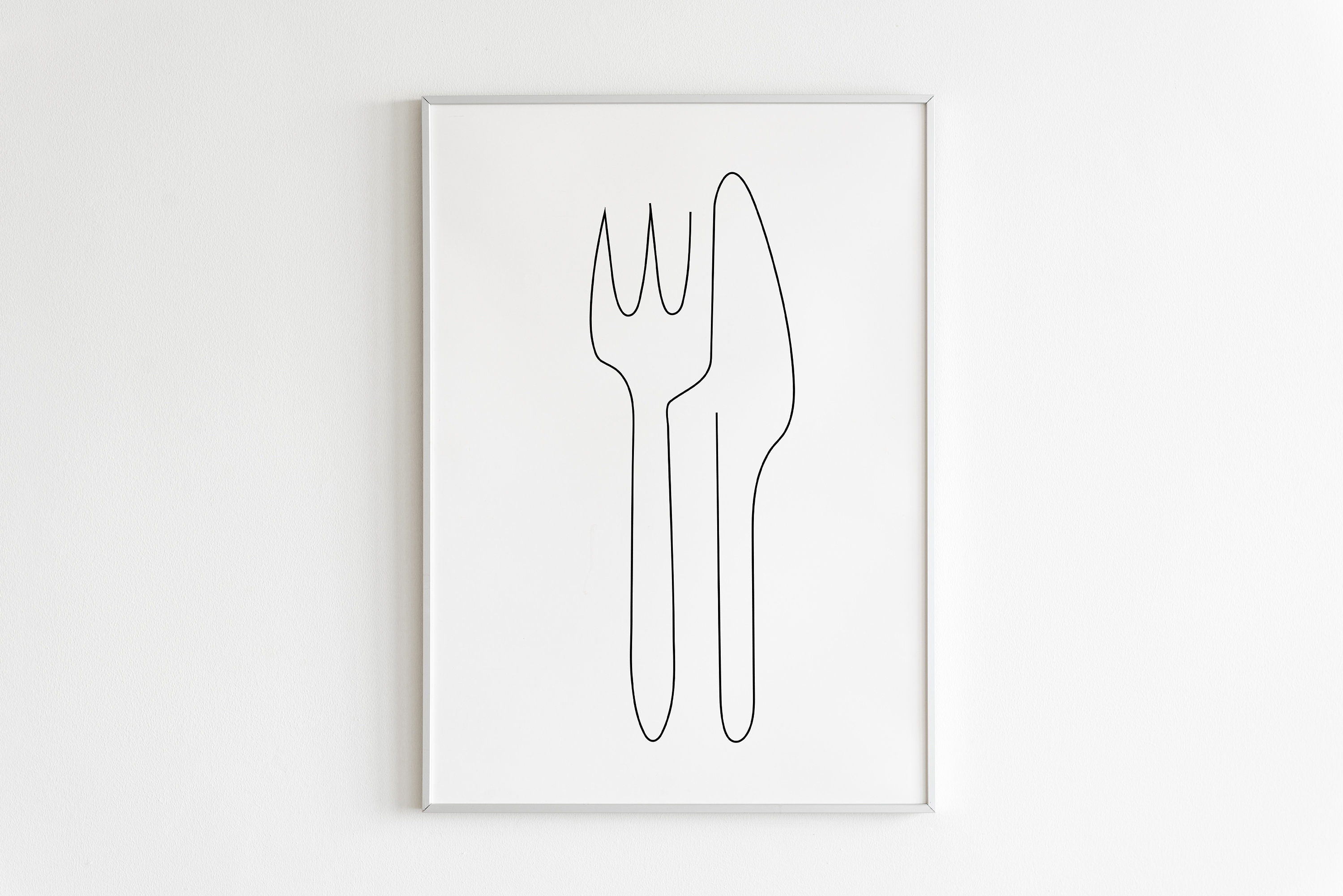 Cutlery One Line Art, Cutlery Line Art, Cutlery for Kitchen Wall Art ...