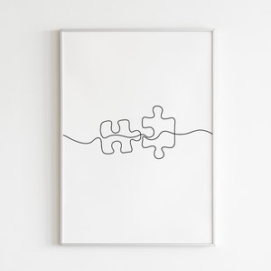 Puzzle One Line Art, Puzzle Line Art, Puzzle One Line Drawing ...