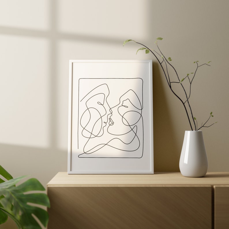 Relationship One Line Art, Kissing Couple One Line, Couple Minimalist ...