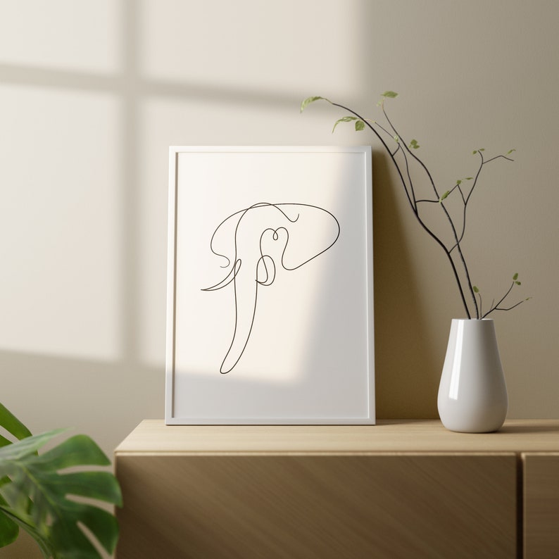 Elephant One Line Art, Elephant Line Art, Elephant One Line Drawing ...
