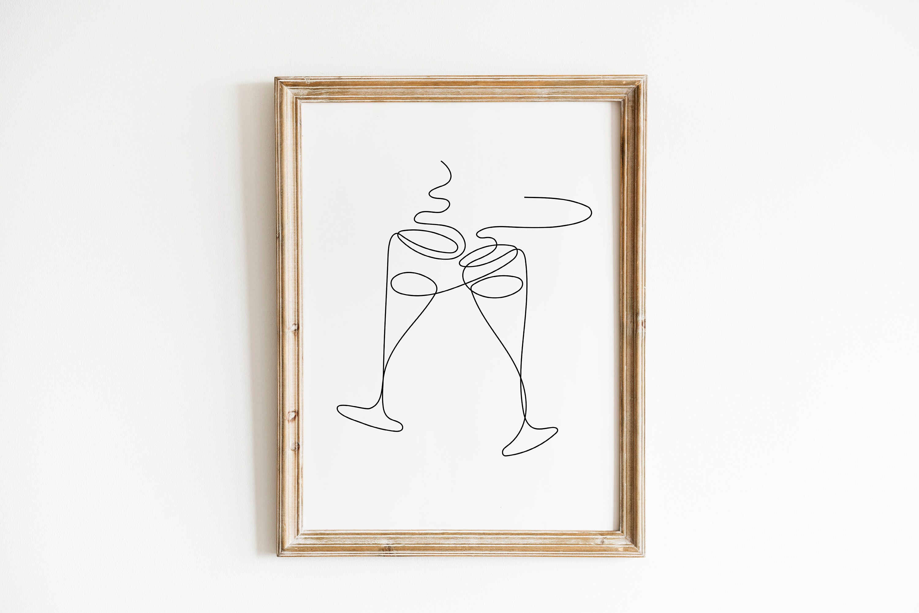 Champagne One Line Art, Champagne Line Art, Champagne Line Print ...