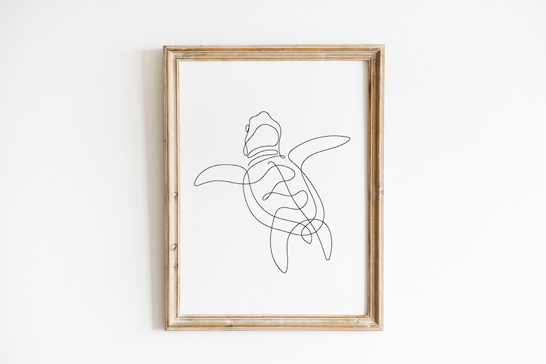 Turtle One Line Art, Turtle Line Art, Turtle Minimalist Print, Turtle ...