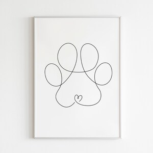 Paw Love One Line Art, Paw Line Art, Paw Minimalist Print, Paw One Line ...