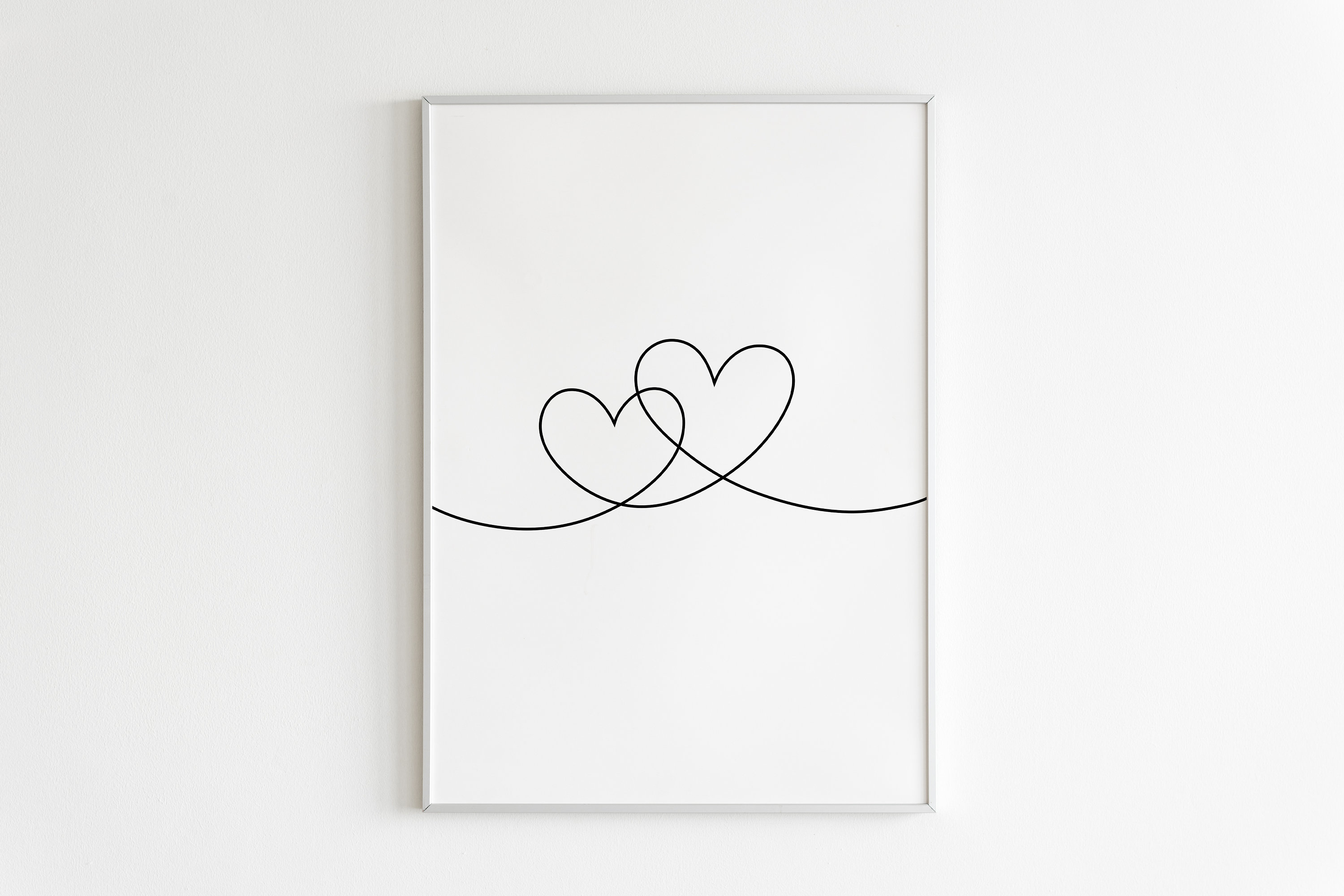 Double Heart Love One Line Art, Love Line Art, Love Heart Prints, Heart ...