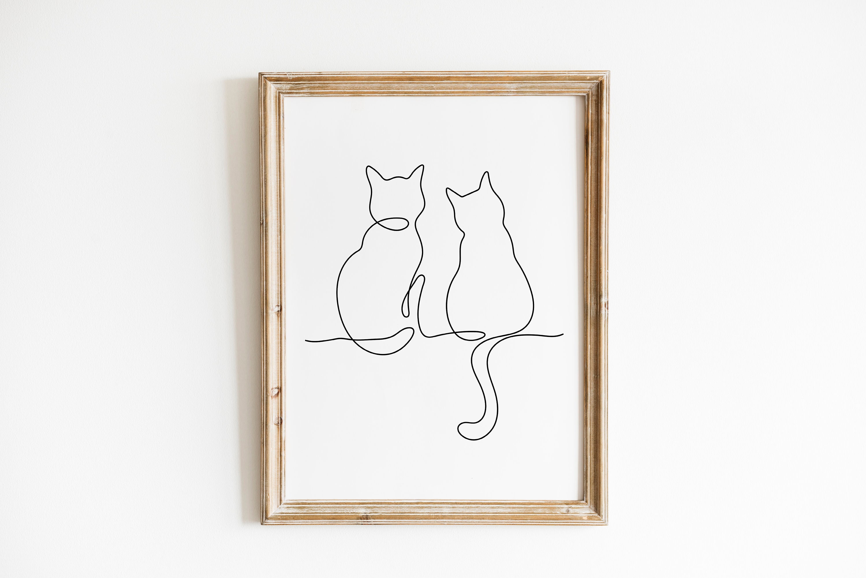 Cats in Love One Line Art, Couple Cats Line Art, Couple Cats One Line ...