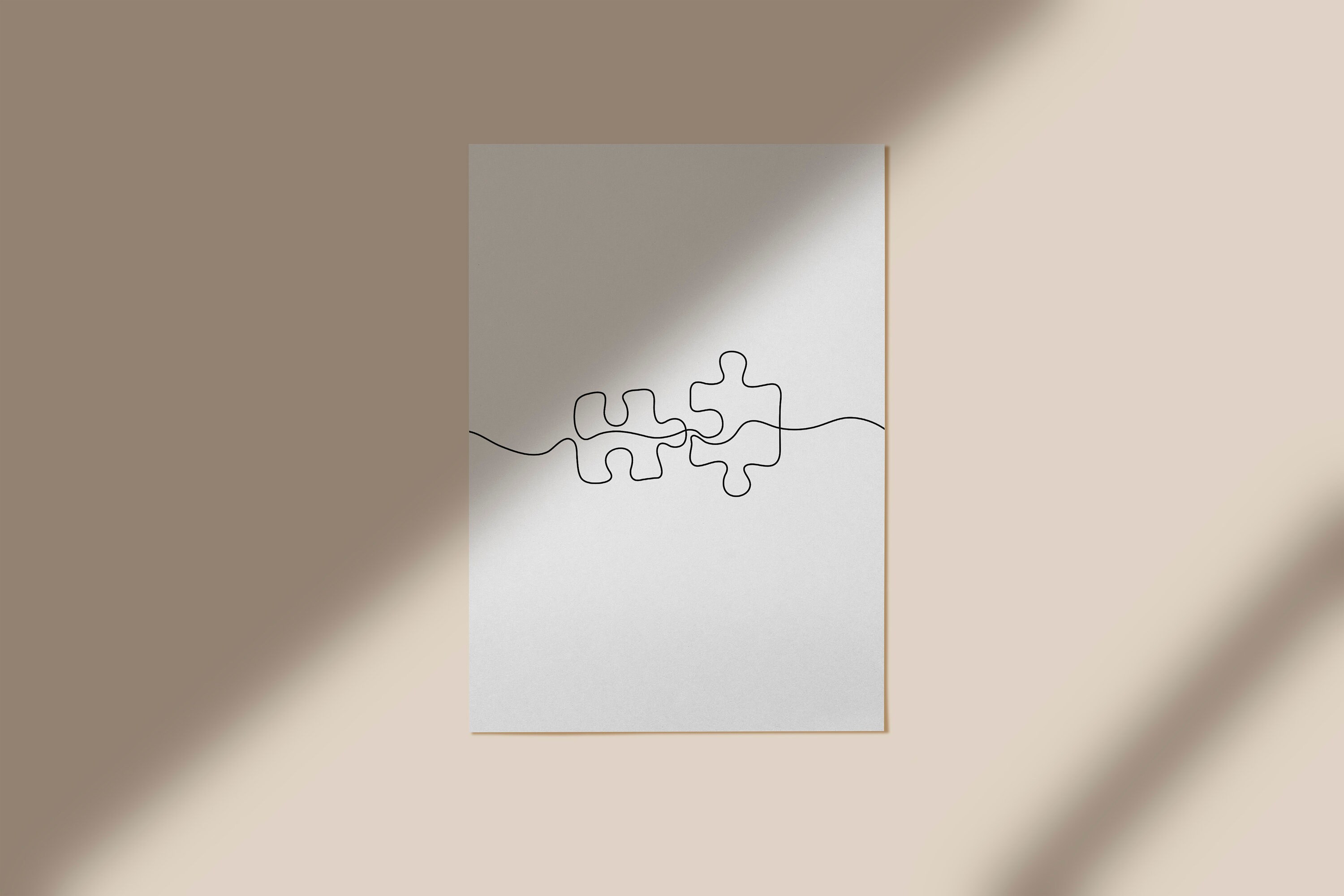 Puzzle One Line Art, Puzzle Line Art, Puzzle One Line Drawing ...