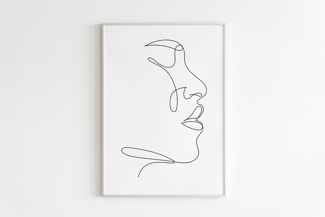 Crying Woman One Line Art, Crying Face Minimalist Print, Crying Face ...