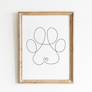 Paw Love One Line Art, Paw Line Art, Paw Minimalist Print, Paw One Line ...